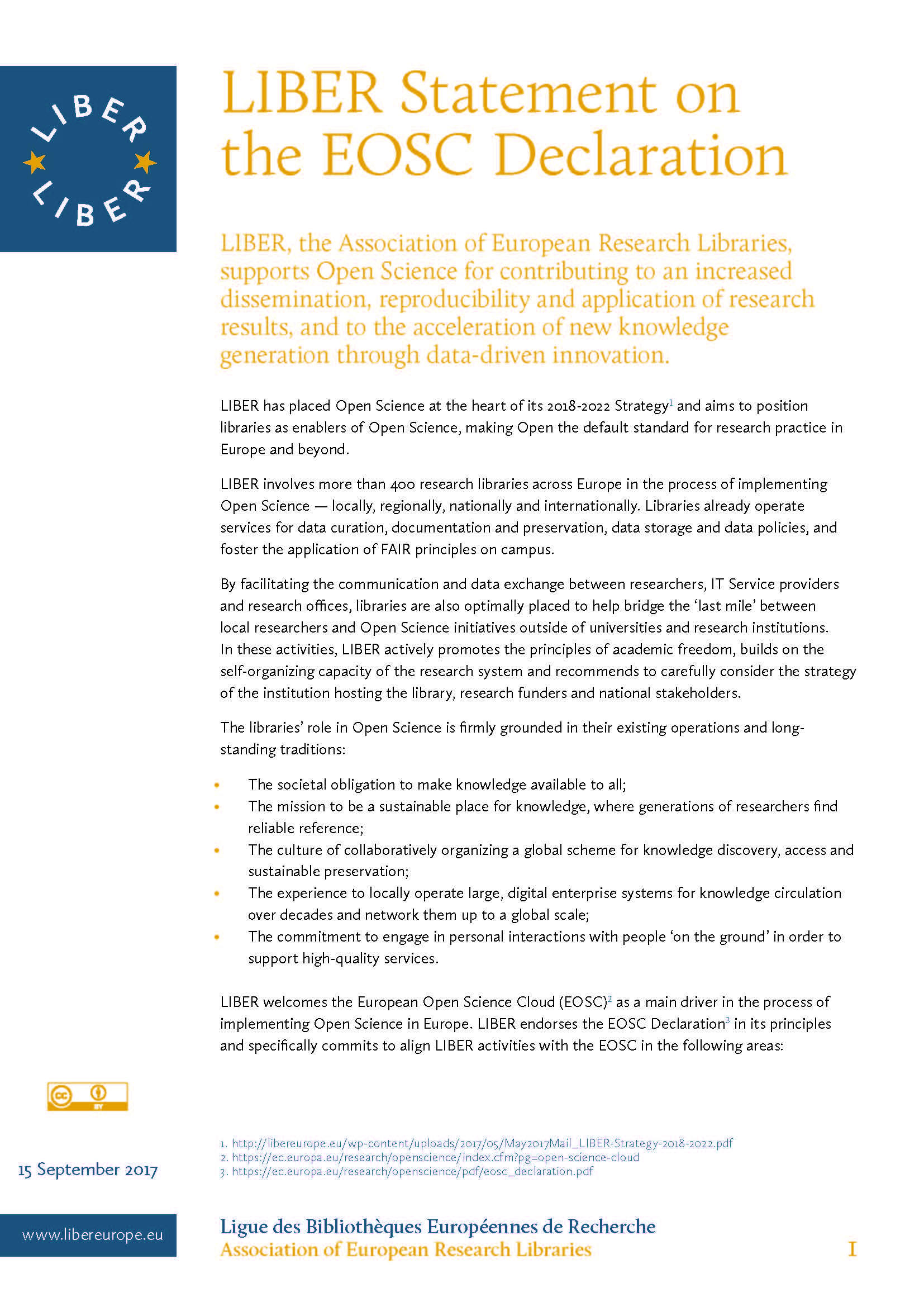 LIBER Endorses the European Open Science Cloud Declaration - LIBER Europe